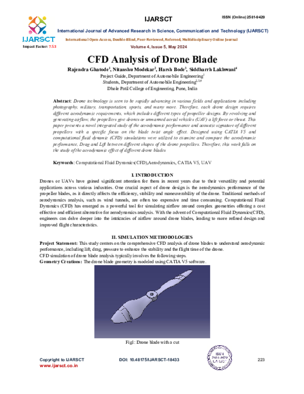 Pdf Cfd Analysis Of Drone Blade