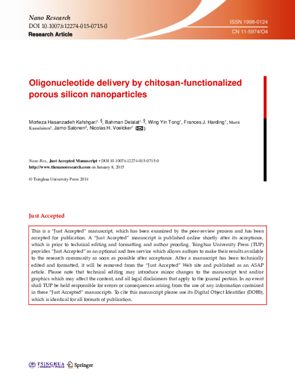 (PDF) Oligonucleotide delivery by chitosan-functionalized porous ...