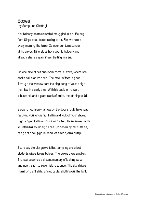 (PDF) Poem Boxes Analysis by Zehra Mubarak Shaikh