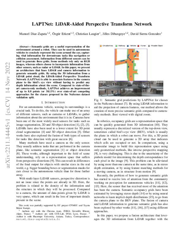 (PDF) LAPTNet: LiDAR-Aided Perspective Transform Network