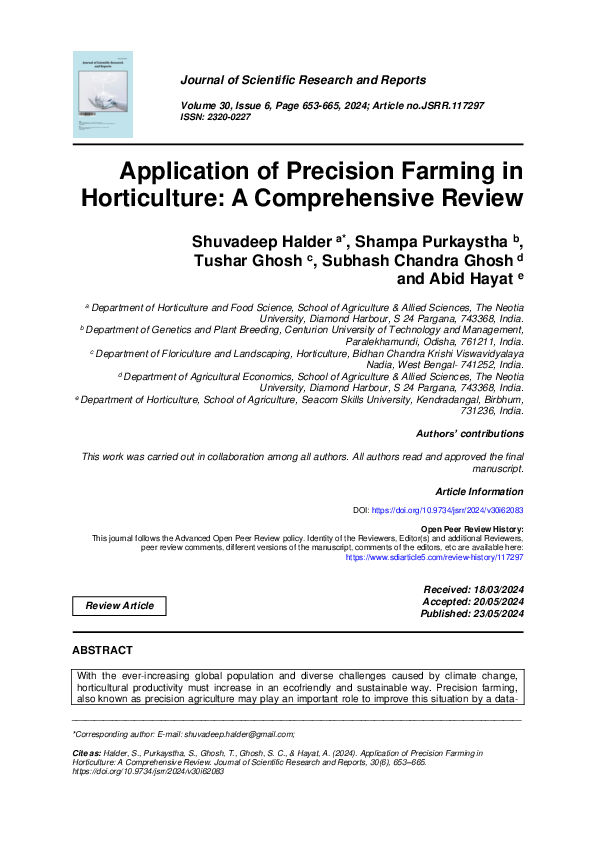 (PDF) Application of Precision Farming in Horticulture: A Comprehensive ...