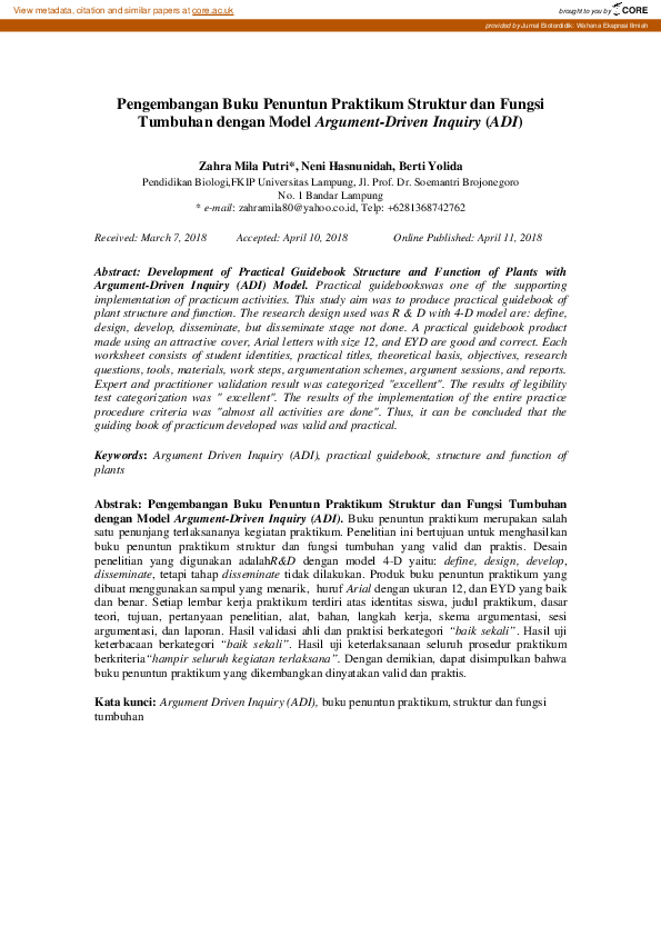 (PDF) Pengembangan Buku Penuntun Praktikum Struktur Dan Fungsi Tumbuhan Dengan Model Argument ...