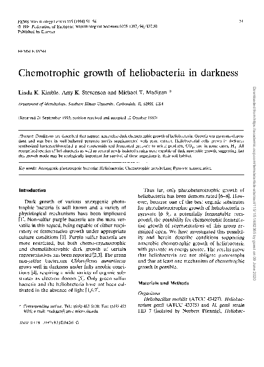 (PDF) Chemotrophic growth of heliobacteria in darkness