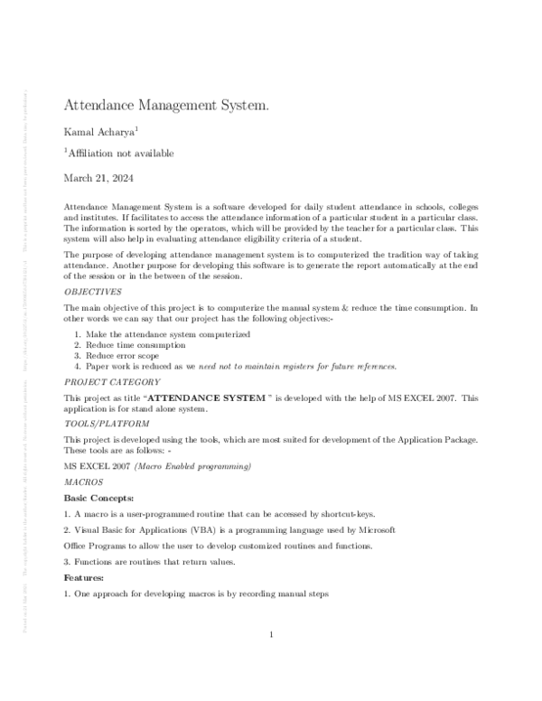 (PDF) Attendance Management System