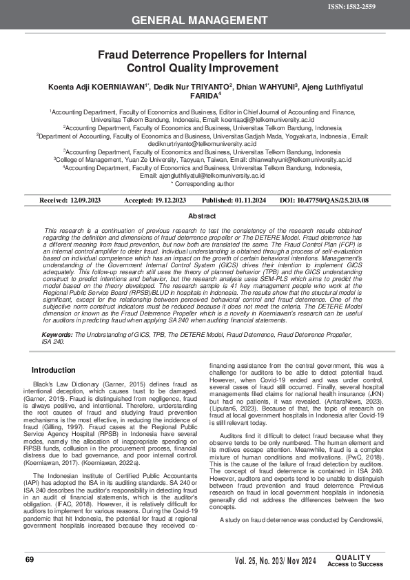 (PDF) Fraud Deterrence Propellers for Internal Control Quality Improvement