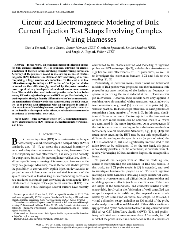 (PDF) Circuit and Electromagnetic Modeling of Bulk Current Injection ...