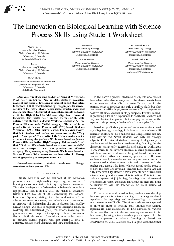 (PDF) The Innovation on Biological Learning with Science Process Skills ...