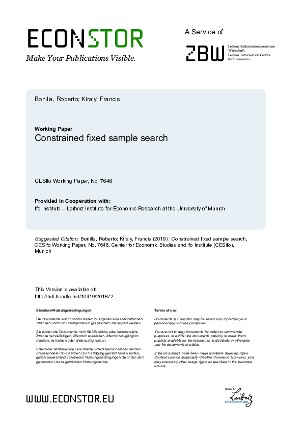(PDF) Constrained Fixed Sample Search
