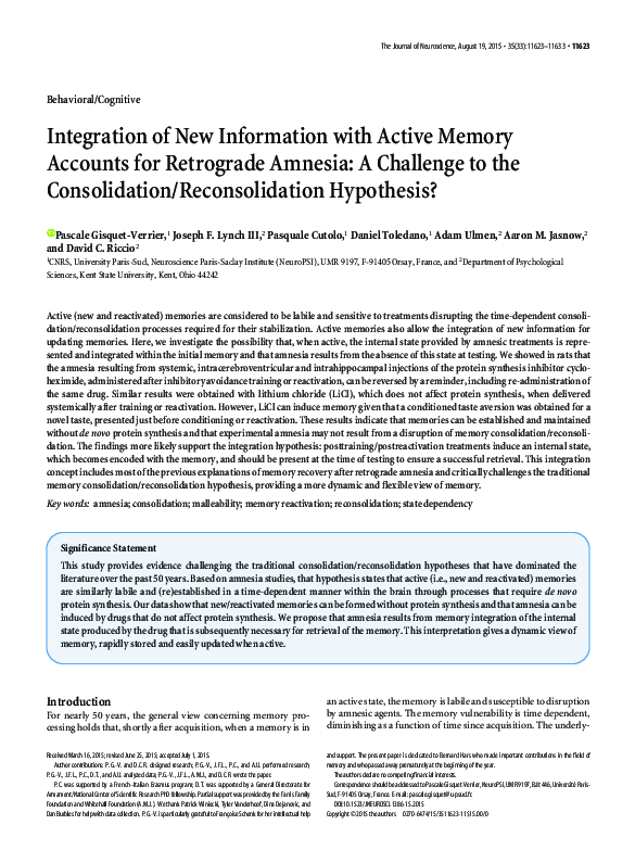 (PDF) Integration of New Information with Active Memory Accounts for ...