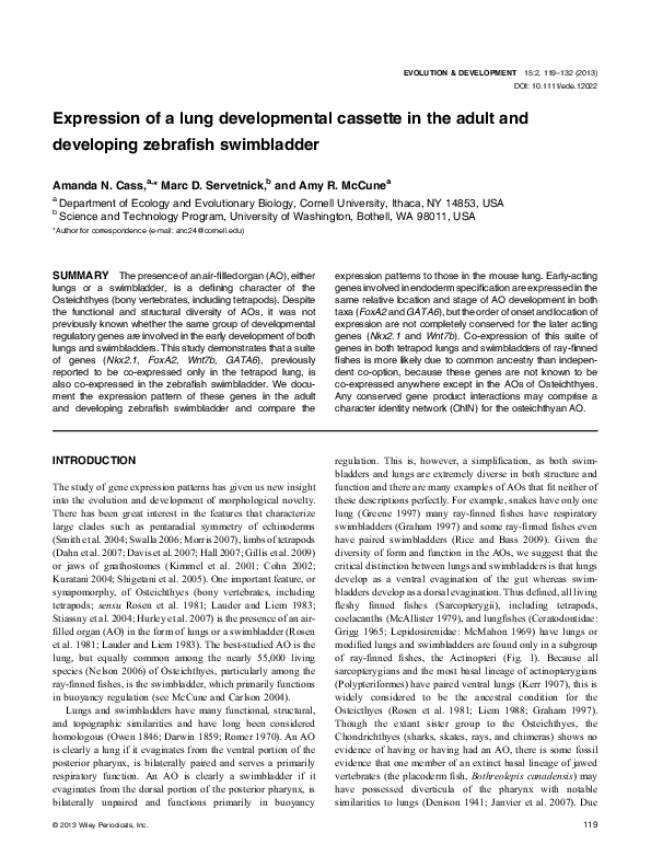 (PDF) Expression of a lung developmental cassette in the adult and ...