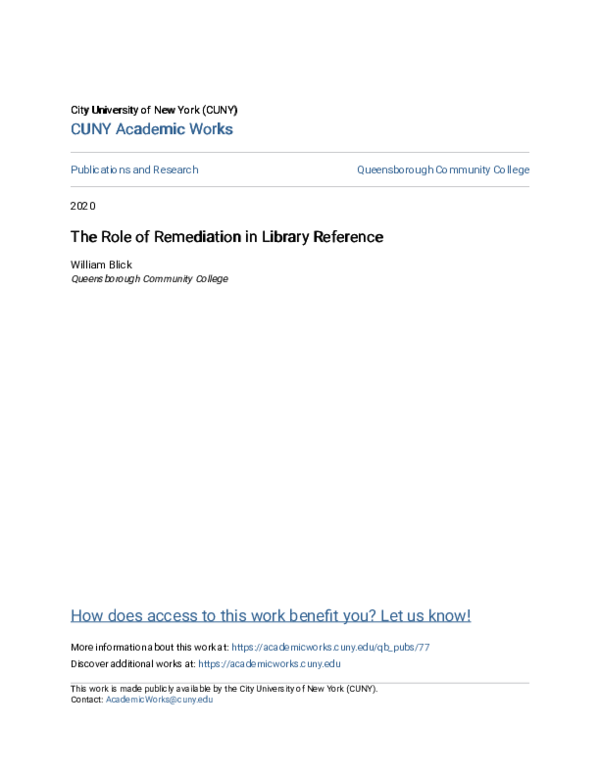 (PDF) The Role of Remediation in Library Reference