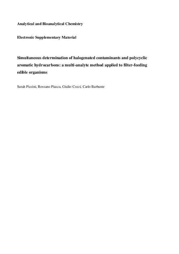 (PDF) Simultaneous determination of halogenated contaminants and polycyclic aromatic ...