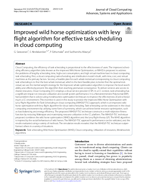(PDF) Improved wild horse optimization with levy flight algorithm for effective task scheduling ...