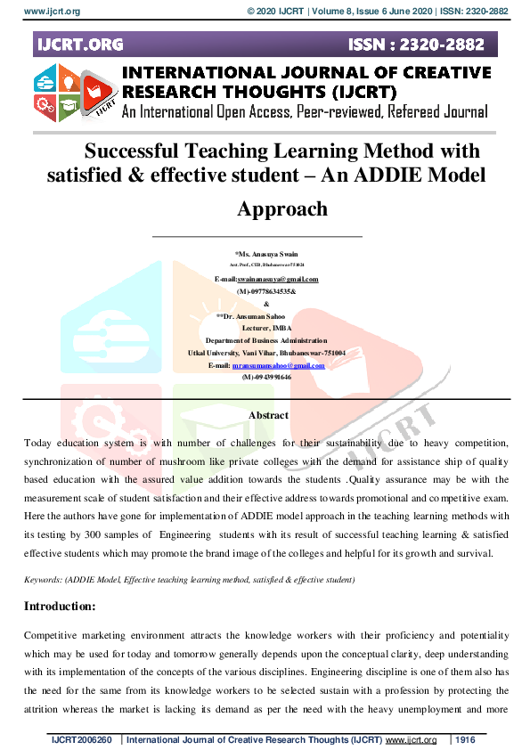 (PDF) Successful Teaching Learning Method with satisfied & effective ...