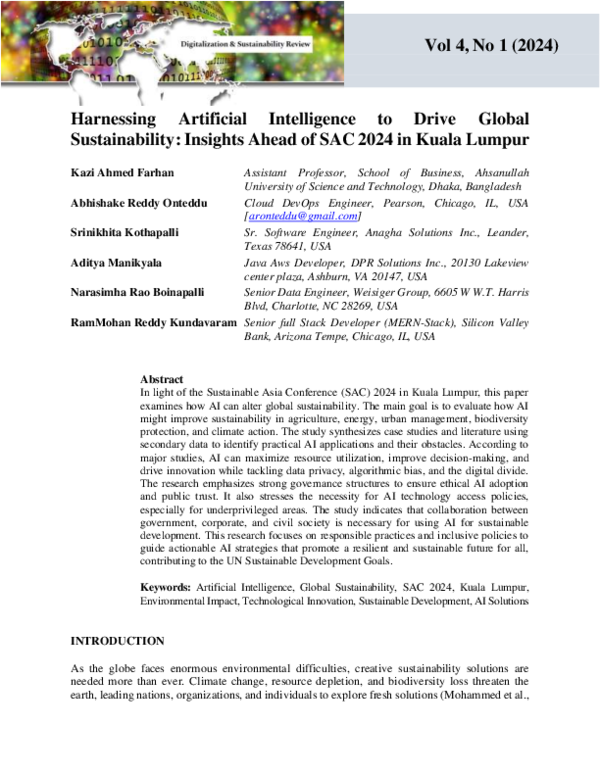 (PDF) Harnessing Artificial Intelligence to Drive Global Sustainability