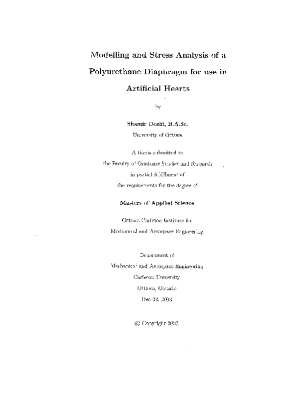 (PDF) Modelling and stress analysis of a polyurethane diaphragm for use ...