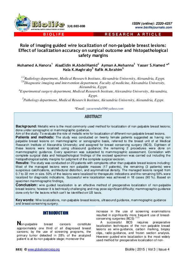 (PDF) Role of imaging guided wire localization of non-palpable breast ...