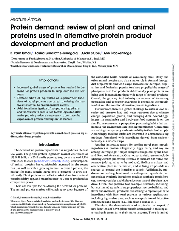 (PDF) Protein demand: review of plant and animal proteins used in ...