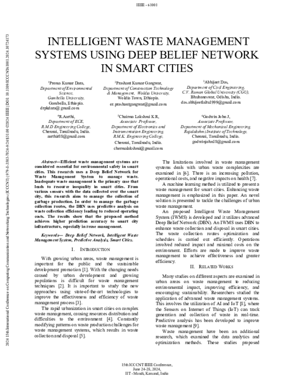 (PDF) Intelligent Waste Management Systems Using Deep Belief Network in ...