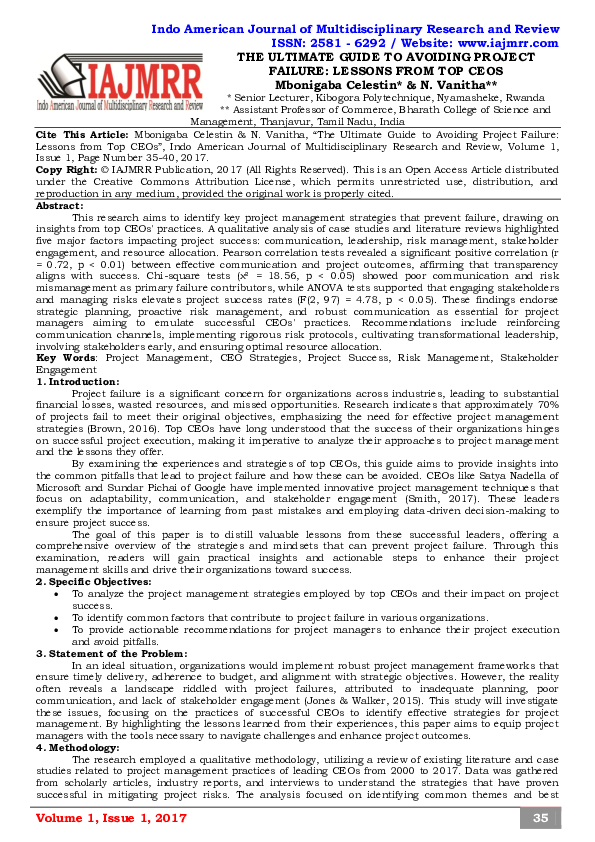 (PDF) -THE ULTIMATE GUIDE TO AVOIDING PROJECT FAILURE: LESSONS FROM TOP ...
