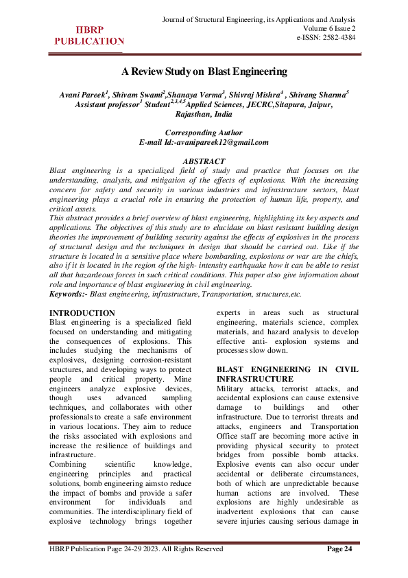 (PDF) A Review Study on Blast Engineering
