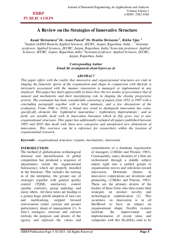 (PDF) A Review on the Strategies of Innovative Structure