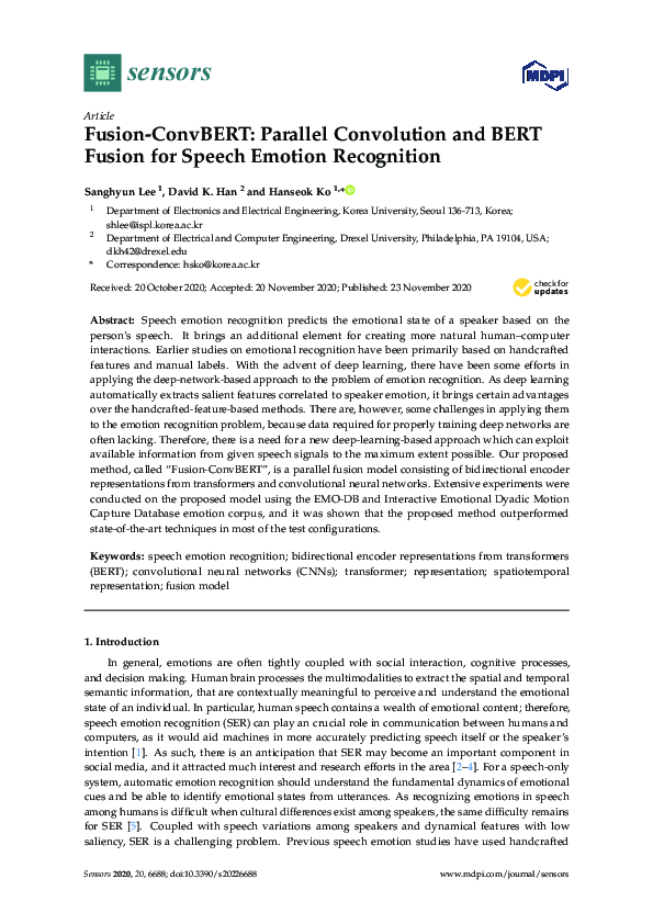 (PDF) Fusion-ConvBERT: Parallel Convolution and BERT Fusion for Speech ...