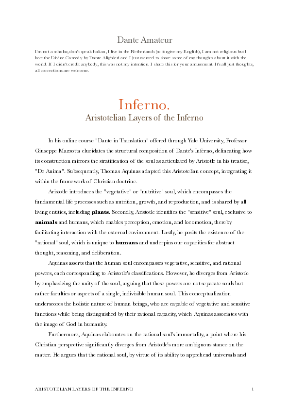 (PDF) Dante : Aristotelian Layers of the Inferno