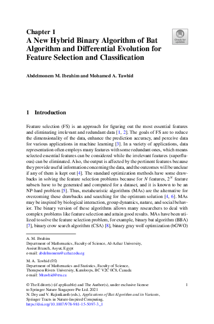 (PDF) A New Hybrid Binary Algorithm of Bat Algorithm and Differential Evolution for Feature ...