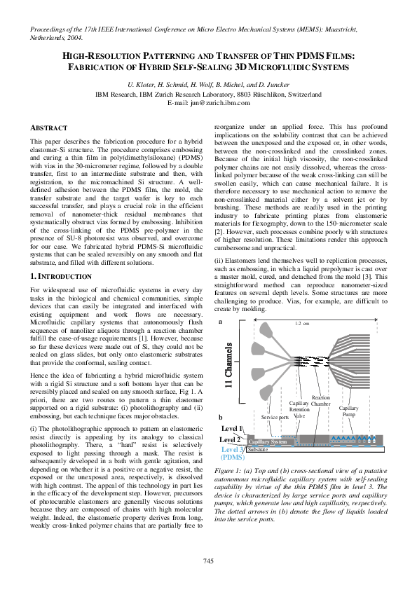(PDF) High-resolution patterning and transfer of thin PDMS films: fabrication of hybrid self ...