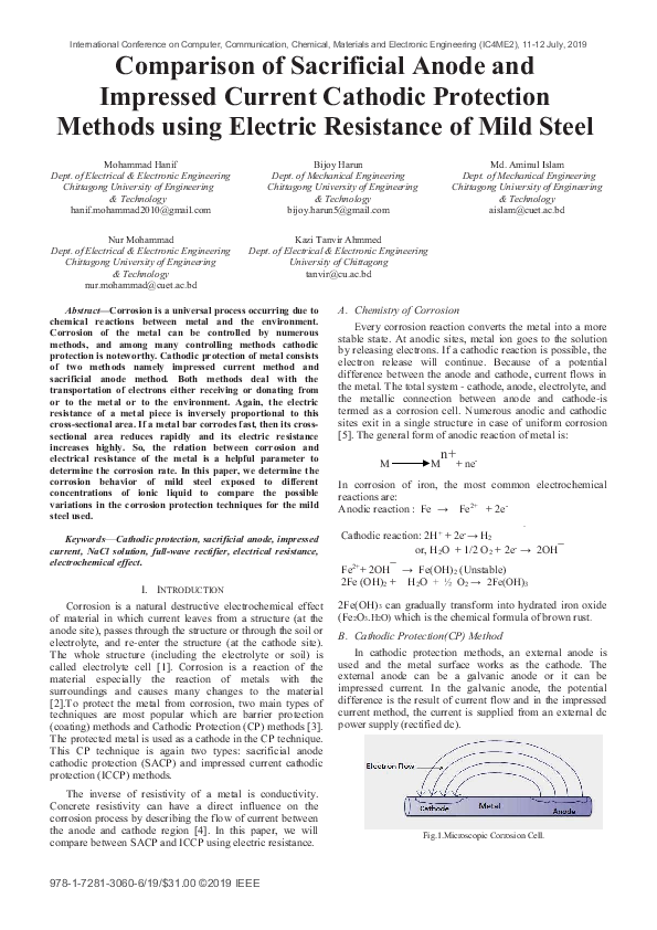 (PDF) Comparison of Sacrificial Anode and Impressed Current Cathodic Protection Methods using ...