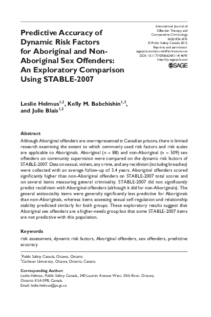 (PDF) Predictive accuracy of dynamic risk factors for aboriginal and ...