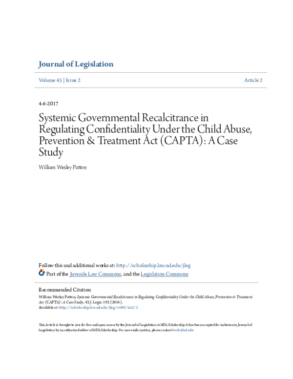 (PDF) Systemic Governmental Recalcitrance in Regulating Confidentiality ...