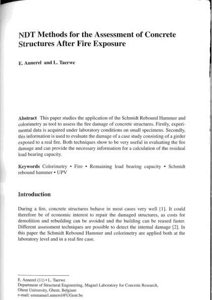 (PDF) NDT Methods for the Assessment of Concrete Structures After Fire ...