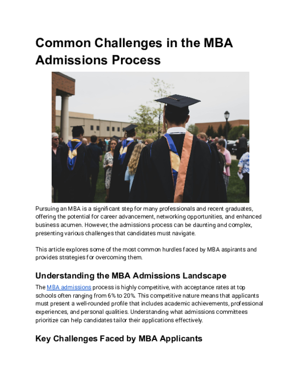 (PDF) Common Challenges in the MBA Admissions Process