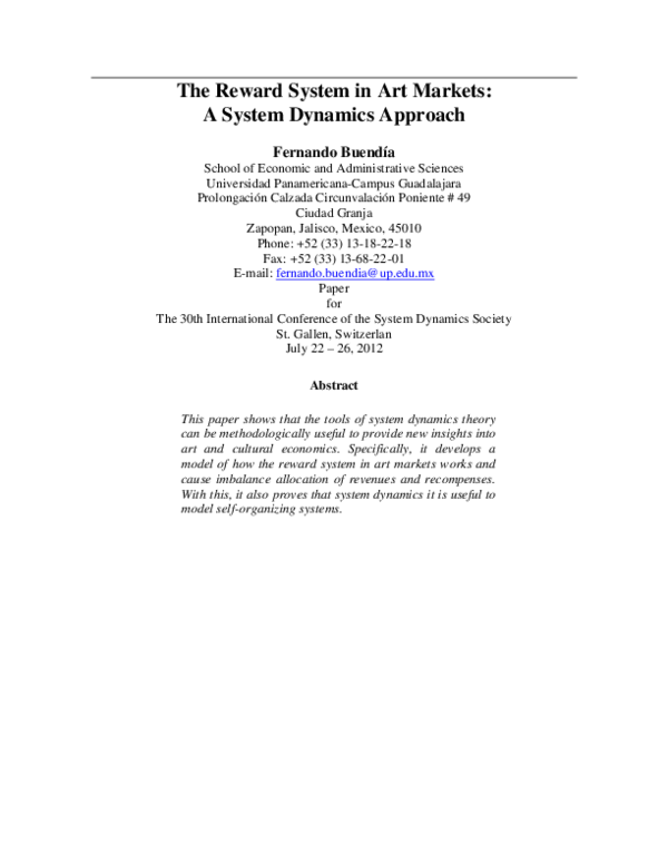 (PDF) The Reward System in Art Markets: A System Dynamics Approach