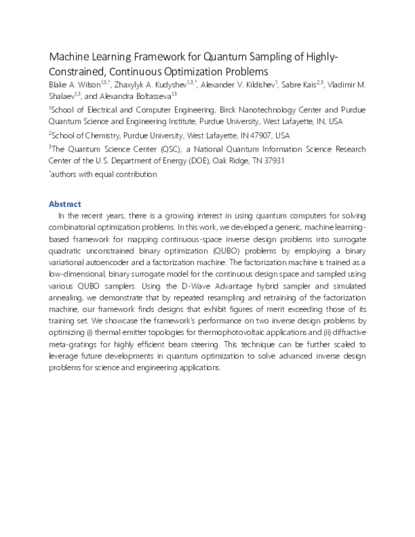 (PDF) Machine Learning Framework for Quantum Sampling of Highly-Constrained, Continuous ...