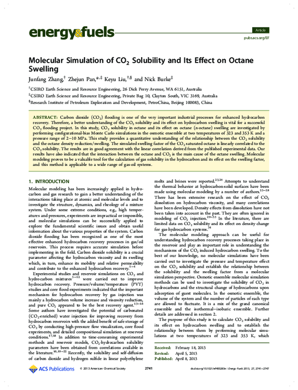 (PDF) Molecular Simulation of CO2 Solubility and Its Effect on Octane ...