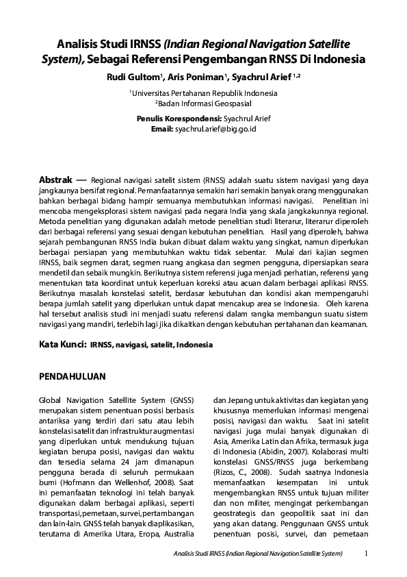 (PDF) 1. Analisis Studi IRNSS (Indian Regional Navigation Satellite ...