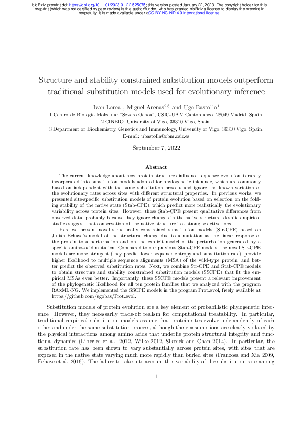 (PDF) Structure and stability constrained substitution models ...