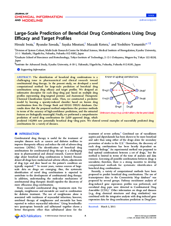 (PDF) Large-Scale Prediction of Beneficial Drug Combinations Using Drug ...