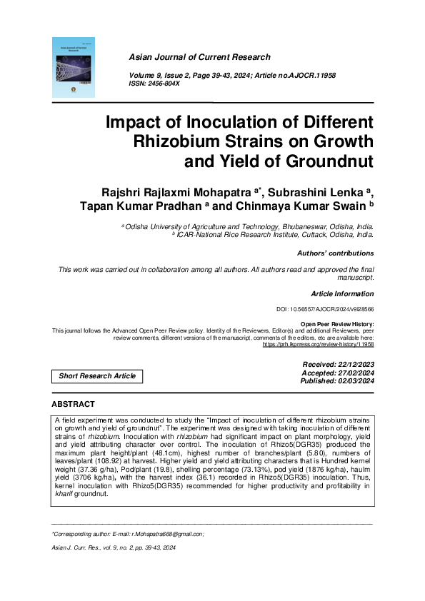 (PDF) Impact of Inoculation of Different Rhizobium Strains on Growth ...