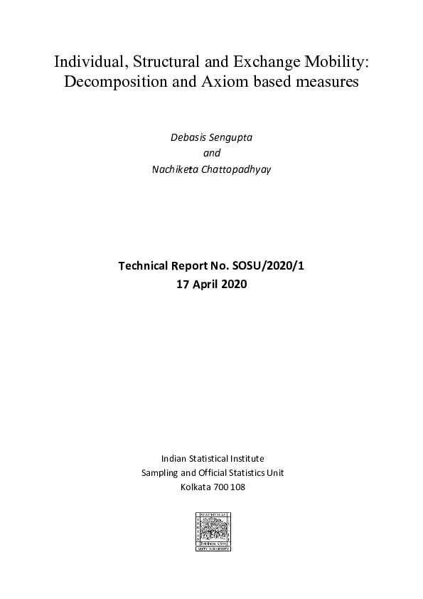 (PDF) Individual, Structural and Exchange Mobility: Decomposition and ...
