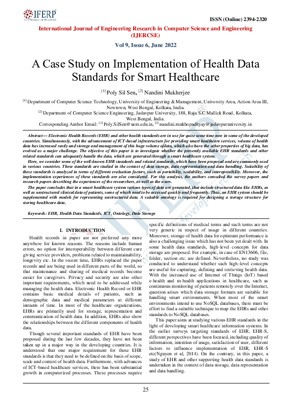 (PDF) A Case Study on Implementation of Health Data Standards for Smart ...