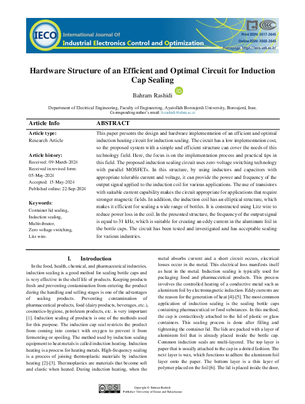 (PDF) Hardware Structure of an Efficient and Optimal Circuit for Induction Cap Sealing