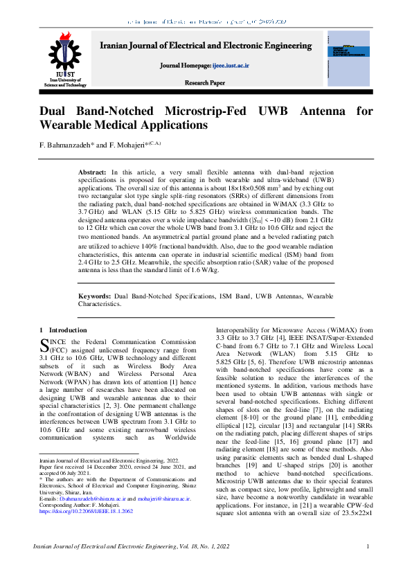 (PDF) Dual Band-Notched Microstrip-Fed UWB Antenna for Wearable Medical ...