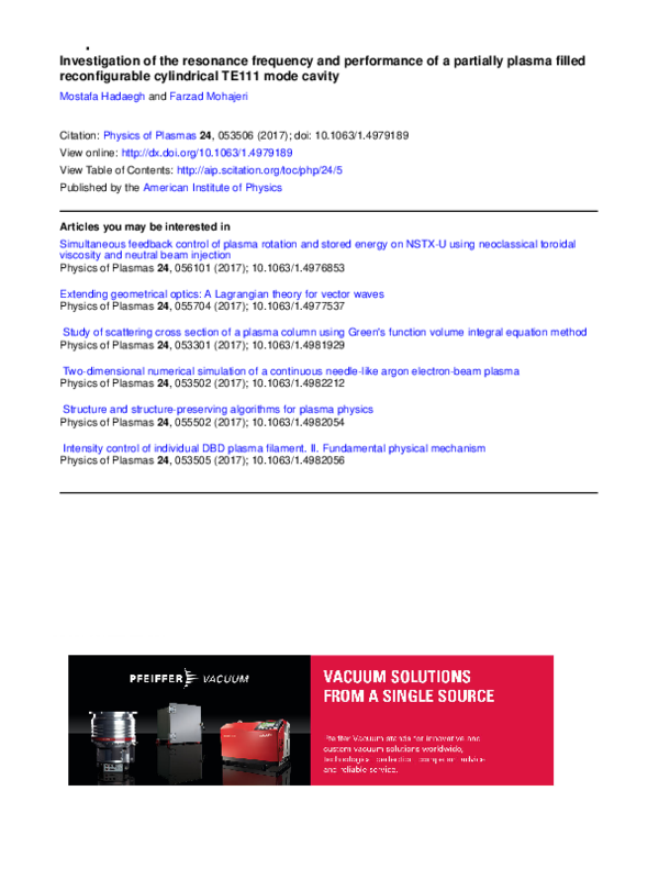 (PDF) Investigation of the resonance frequency and performance of a ...