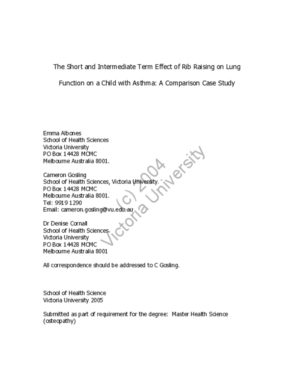 (PDF) Function on a Child with Asthma: A Comparison Case Study