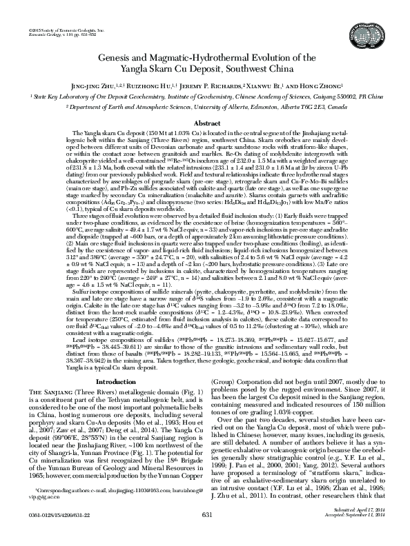 (PDF) Genesis and magmatic-hydrothermal evolution of the Shapoling Mo ...
