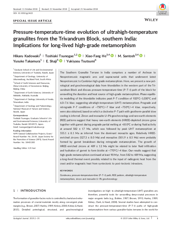 (PDF) Pressure-temperature-time evolution of ultrahigh-temperature ...